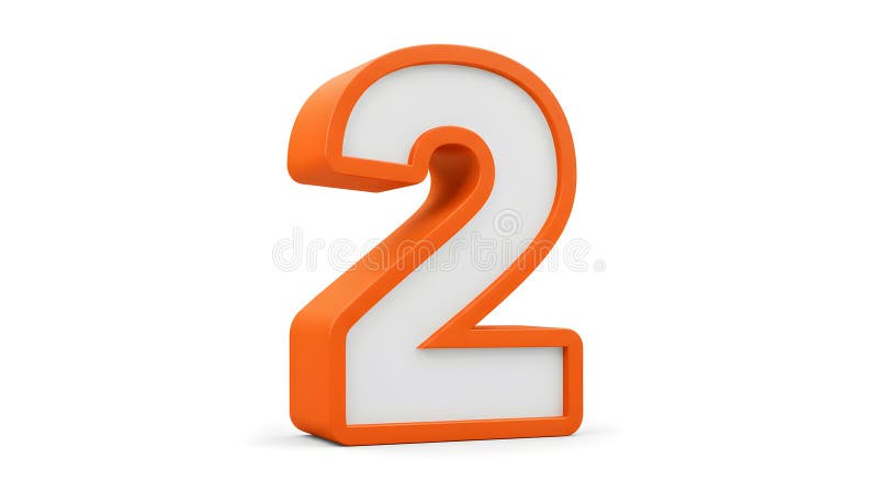 Stylish Orange Number Two Rendering on a Pristine White Backdrop ...