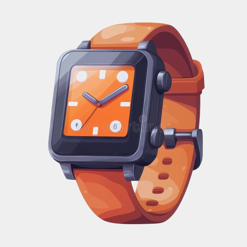 Stylish Orange Smartwatch with Black Edges and Simple Interface for ...