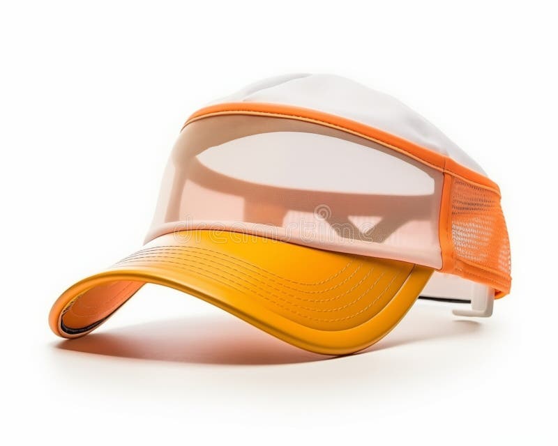 Stylish Orange and White Visor Cap with Transparent Shield on a White ...