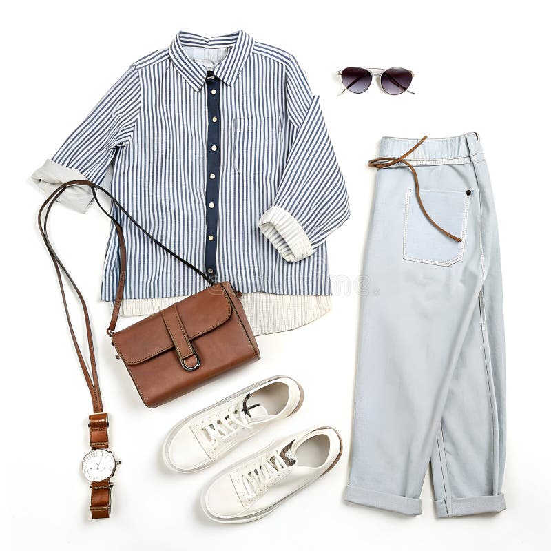 Stylish Outfit Layout stock illustration. Illustration of seasonal ...