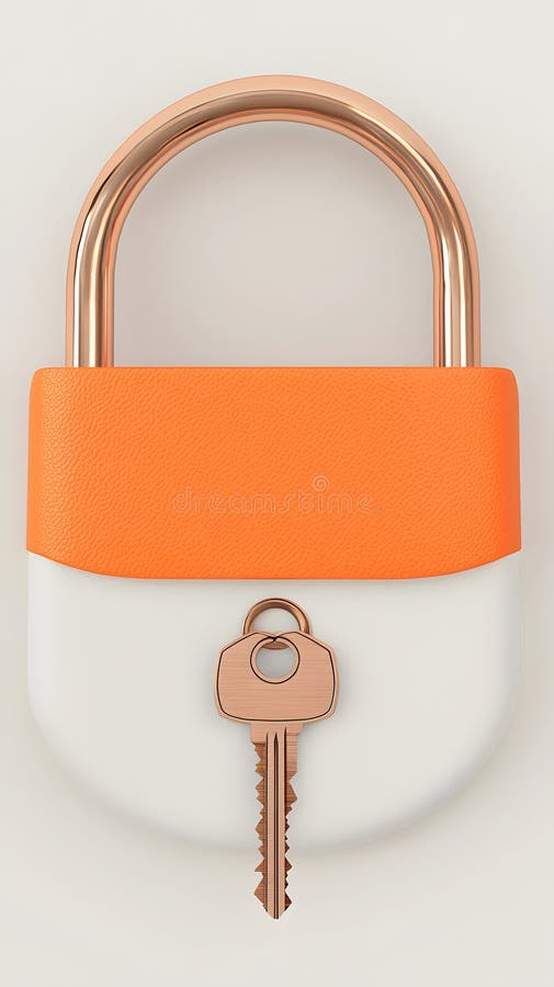 Stylish Padlock with Orange and White Design Stock Illustration ...