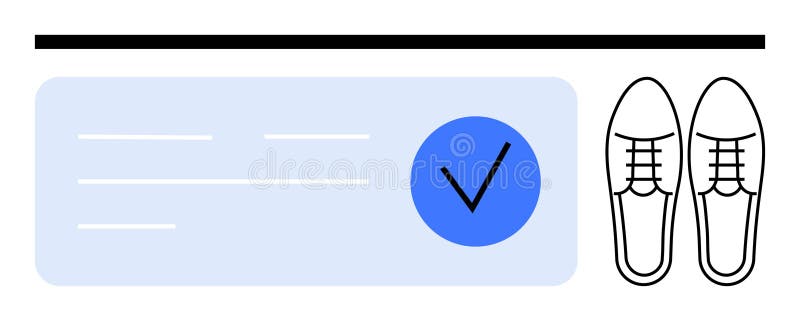 Stylish Pair of Shoes beside a Checkmark on a Light Blue Rectangular ...