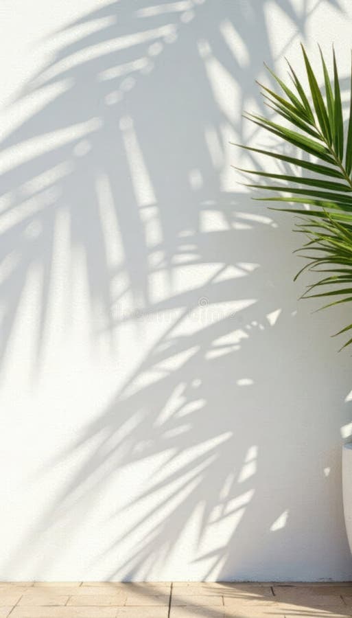 Stylish Palm Frond Shadows Cast on Whitewashed Wall, Canary Islands ...