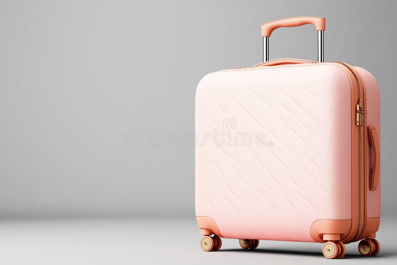 Stylish Peach Colored Suitcase with Textured Surface and Smooth Wheels ...