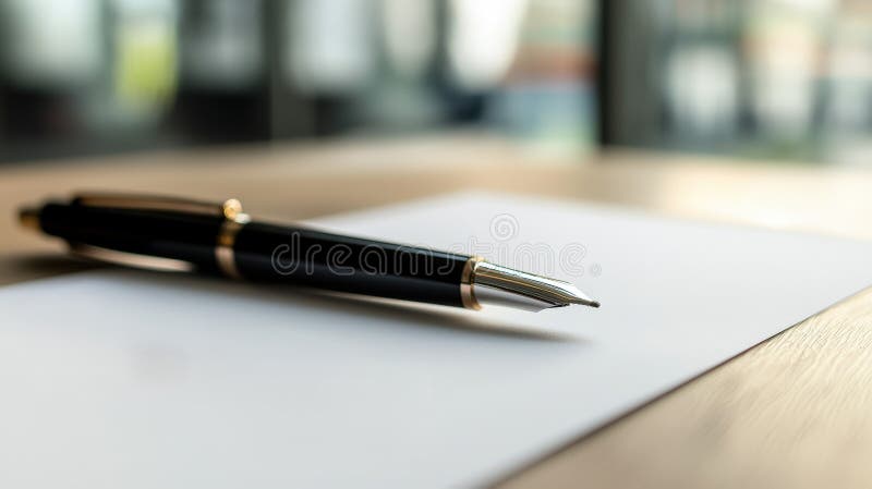 Stylish Pen on a Document Modern Office Setting Stock Illustration ...