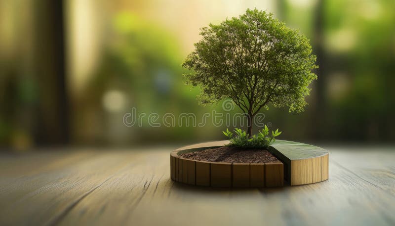 Stylish Pie Chart Merging with Tree Symbolizing Growth and Eco Friendly ...