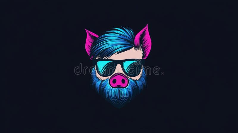 Stylish Pig in Sunglasses stock illustration. Illustration of cute ...