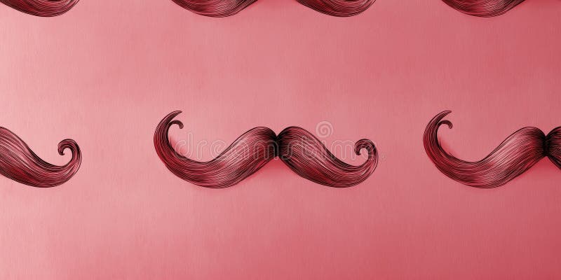 Stylish Pink Background Featuring Artistic Red Mustache Patterns. Stock ...