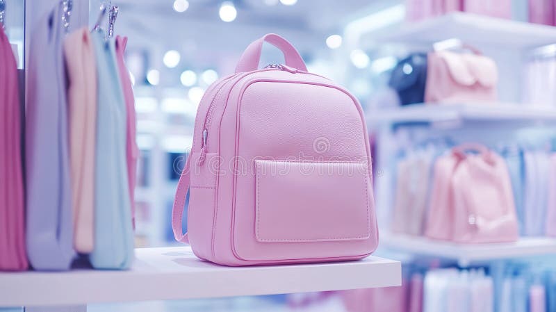 Stylish Pink Backpack on Store Display Stock Illustration ...