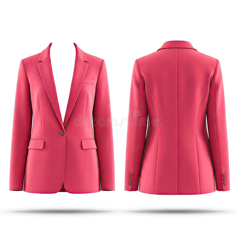A Stylish Pink Blazer Displayed from the Front and Back Views. Stock ...