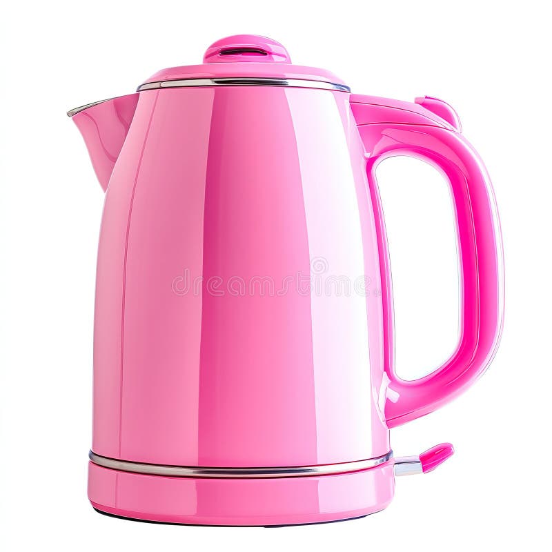 Stylish Pink Electric Kettle on White Background Stock Image - Image of ...
