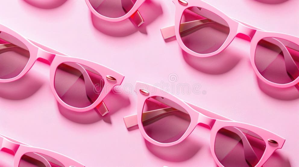 Stylish Pink Sunglasses Array on Pastel Background Stock Illustration ...