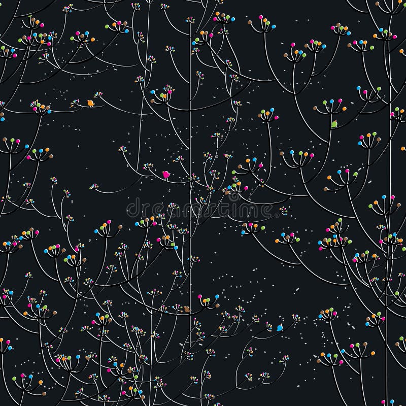 Stylish Plant Night Cold Seamless Pattern Stock Vector - Illustration ...