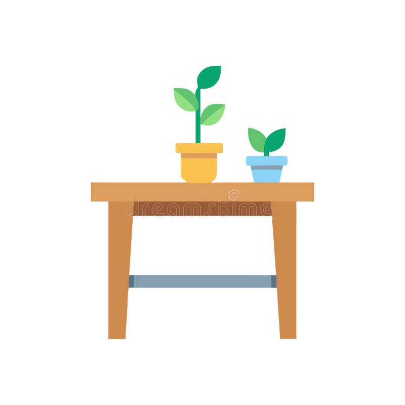 Stylish Plant Table for Indoor Decor Stock Vector - Illustration of ...