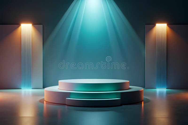 Stylish Podium with Three Steps and Cinematic Glow, Generative Ai Stock ...