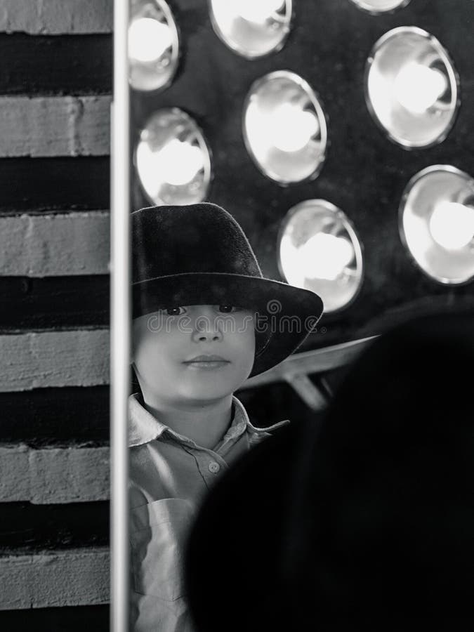 Stylish Portrait of Young Boy in Black Hat Stock Photo - Image of ...
