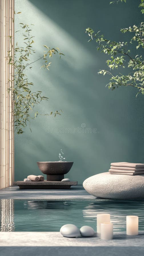 Stylish Poster Design Showcasing a Calming Spa Environment. Stock ...