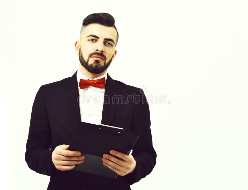 Stylish Presenter with Beard and Confident Face Expression in Suit ...