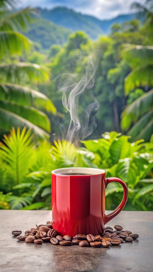 A Stylish Pristine Light Crimson Coffee Mug Mockup with Smoke Stock ...