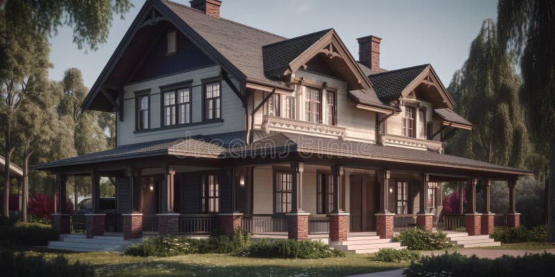 Stylish Private House with Terrace. Traditional Bungalow Architecture ...