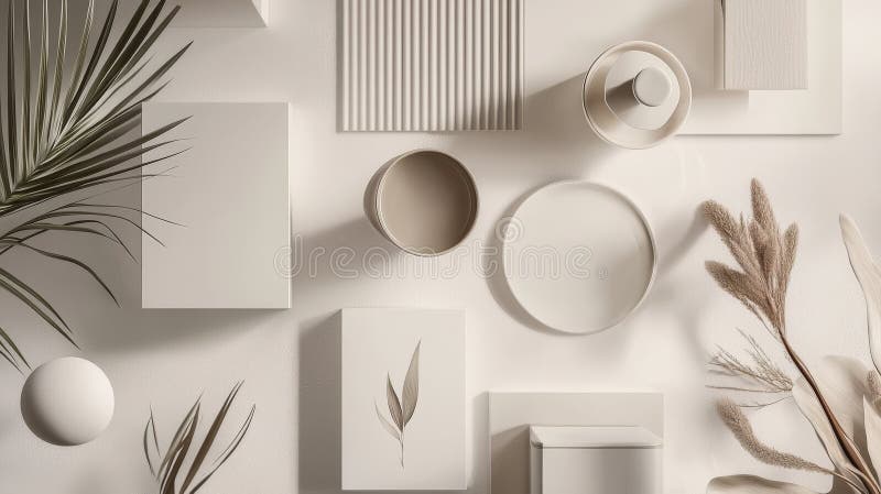 Stylish Product Layout Mockup Featuring Realistic Textures and Plants ...