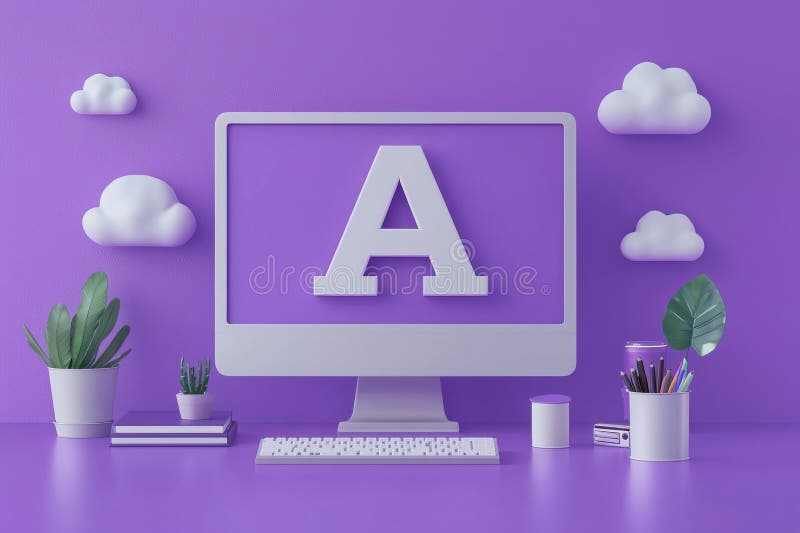 Futuristic Digital Workspace Purple Theme Stock Photos - Free & Royalty ...