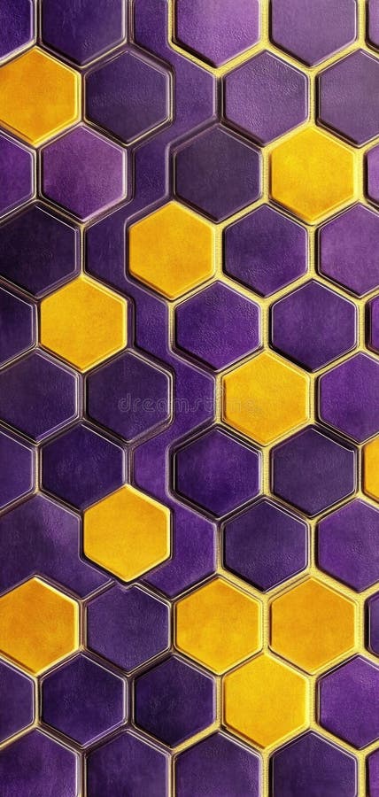 Stylish Purple and Yellow Hexagonal Tile Pattern Creates a Minimalist ...