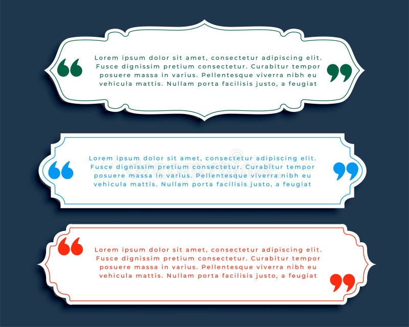 Stylish Quotation Mark Sign Template in Set Stock Vector - Illustration ...