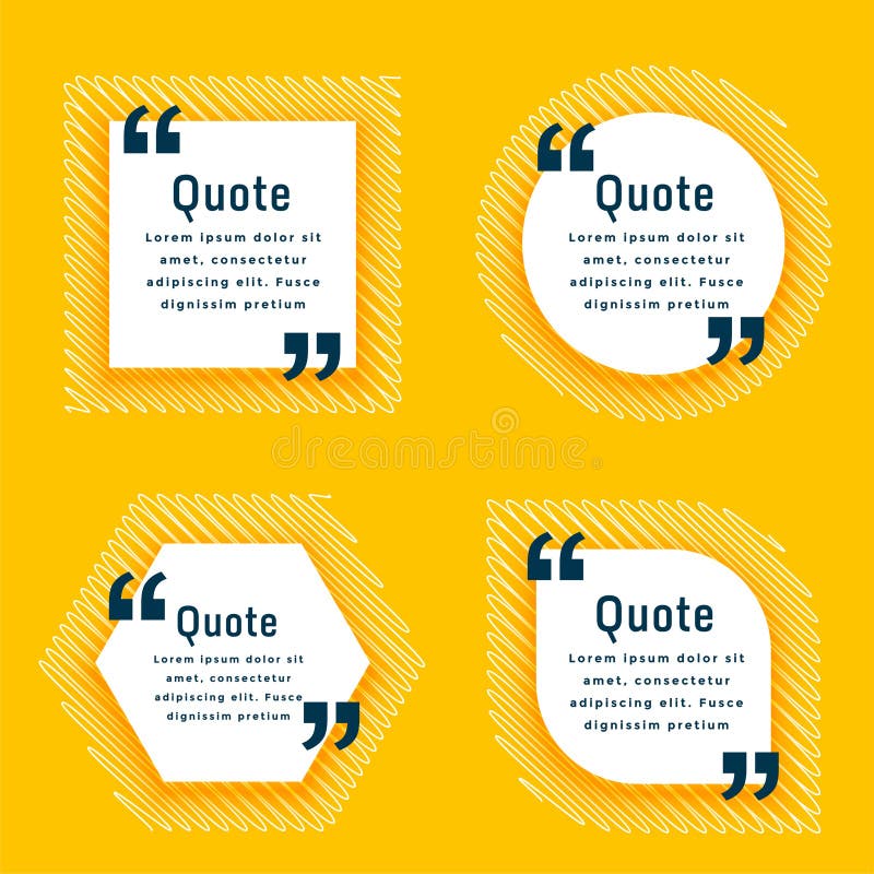 Stylish Quotation Mark Sign Template in Set Stock Vector - Illustration ...