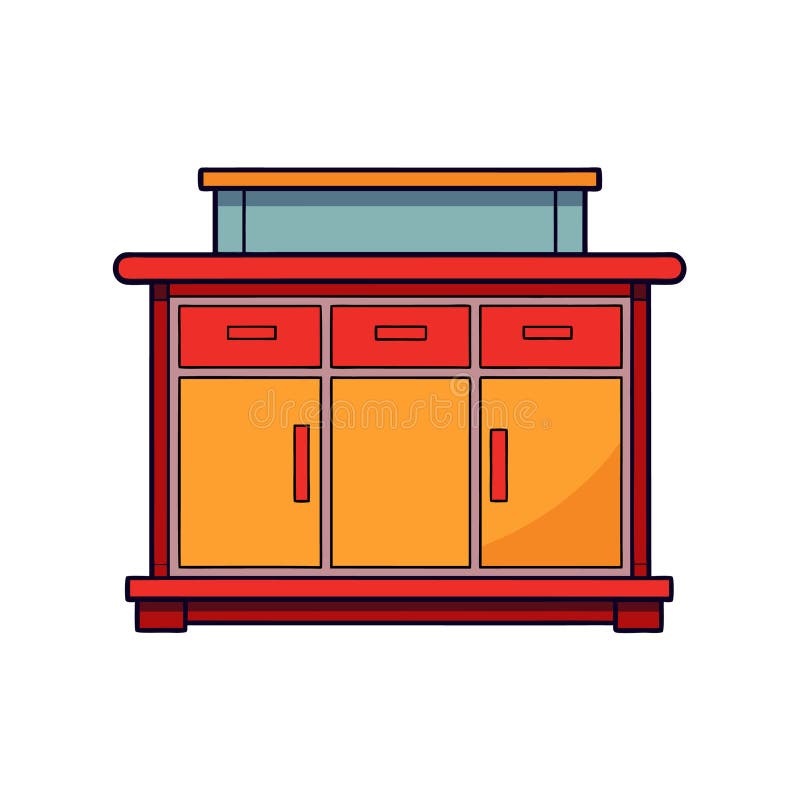 Stylish Realistic Kitchen Island for Cooking Stock Photo - Illustration ...