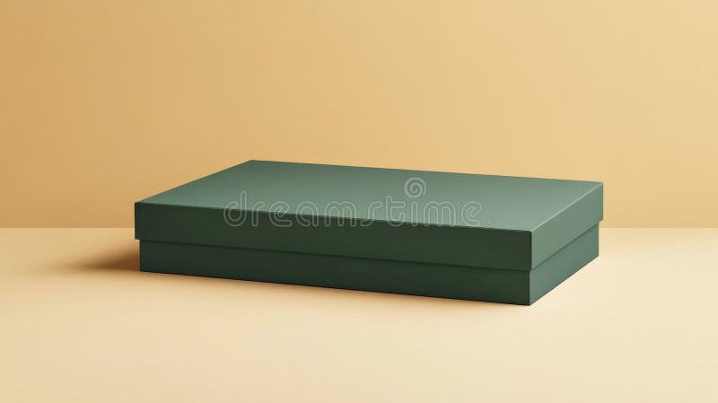 Stylish Rectangular Green Packaging Box Showcased on Warm Beige ...