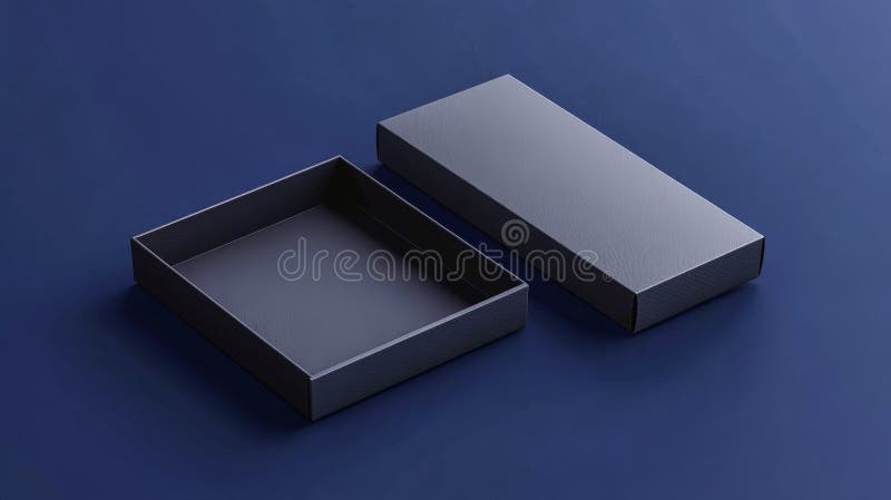 Stylish Rectangular Grey Box Packaging Displayed on a Deep Blue ...
