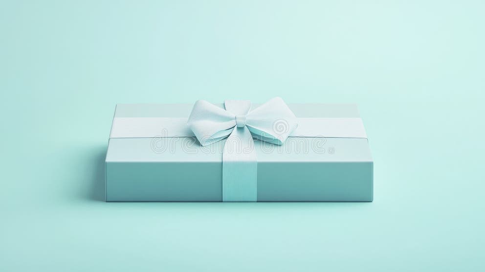 Stylish Rectangular Grey Gift Box with Bow on Mint Green Background ...