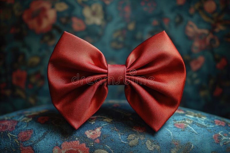 A Stylish Red Bow Tie Resting on Top of a Bright Blue Chair Stock Photo ...