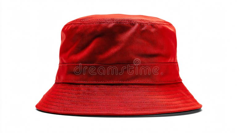 Stylish Red Bucket Hat Isolated on White Background Stock Illustration ...
