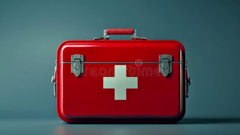 Stylish Red First Aid Kit with White Cross on the Front. Essential Tool ...