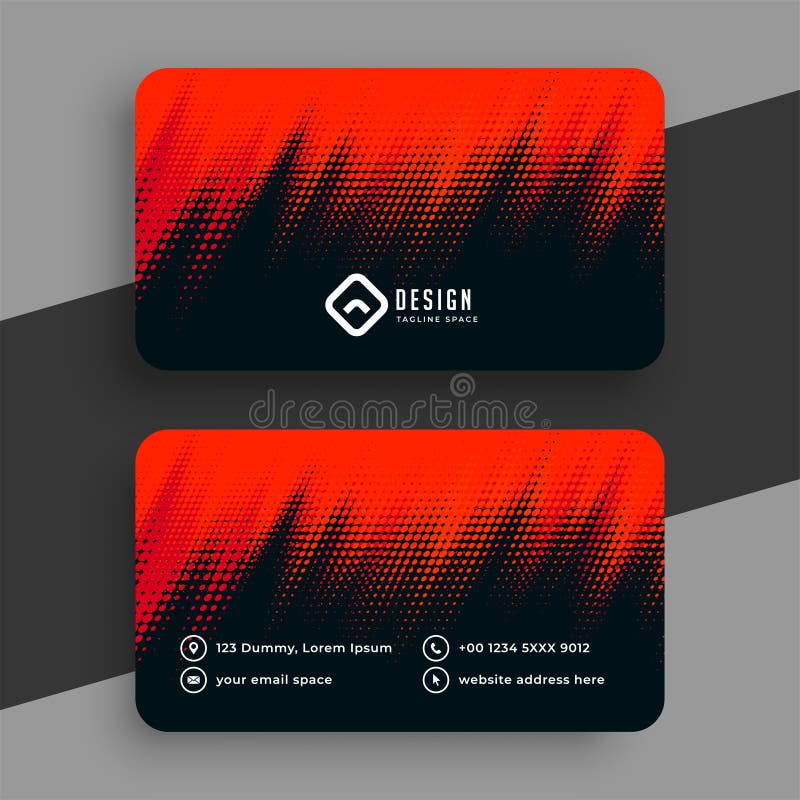Stylish Red Halftone Black Business Card Design Stock Vector ...