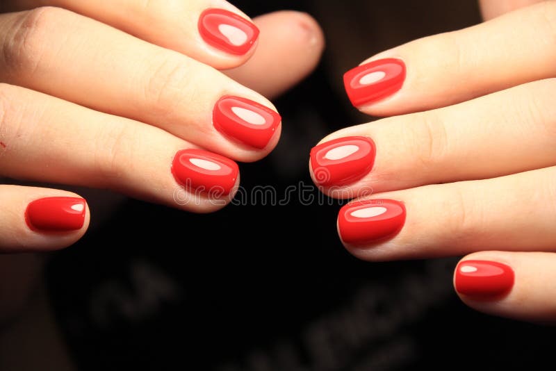 Stylish red manicure stock photo. Image of female, woman - 132376208