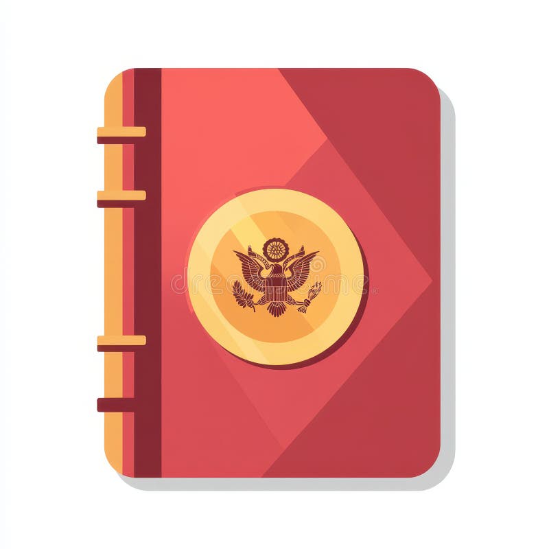 Elegant Red Notebook with Emblematic Seal Featuring an Eagle and Stars ...