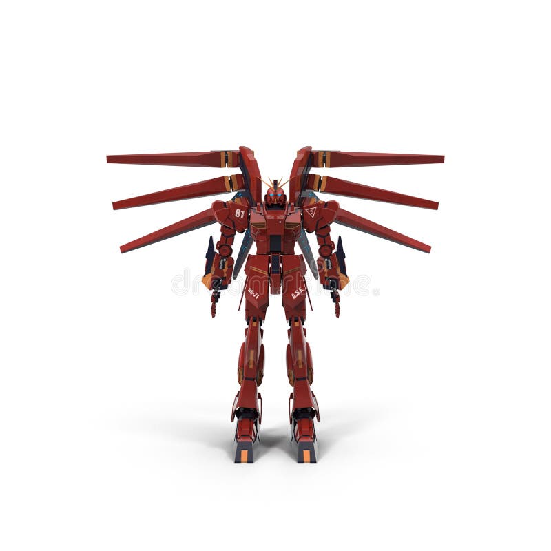 Stylish Red Robot Isolated on White 3D Illustration Stock Illustration ...