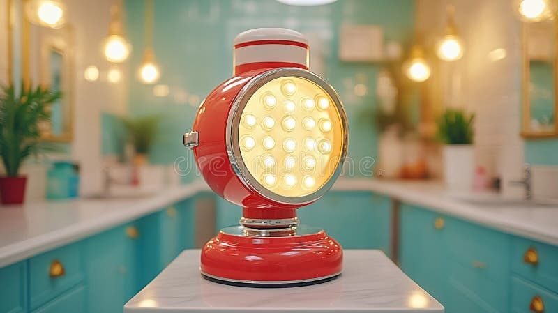 Retro Red LED Table Lamp stock illustration. Illustration of reading ...