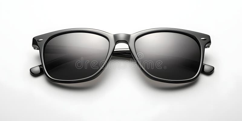 Minimalist Black Sunglasses White Background Reflective Lenses Stock ...