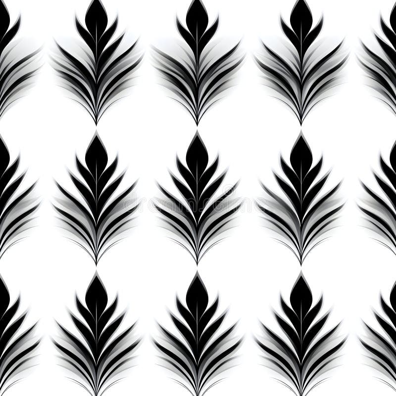 Geometric Black Feather Pattern Stock Illustration - Illustration of ...