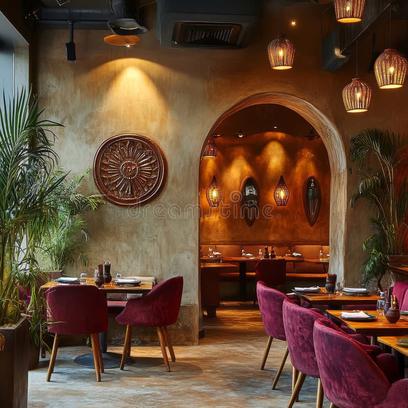 Stylish Restaurant Interior with Rustic Charm Stock Image - Image of ...