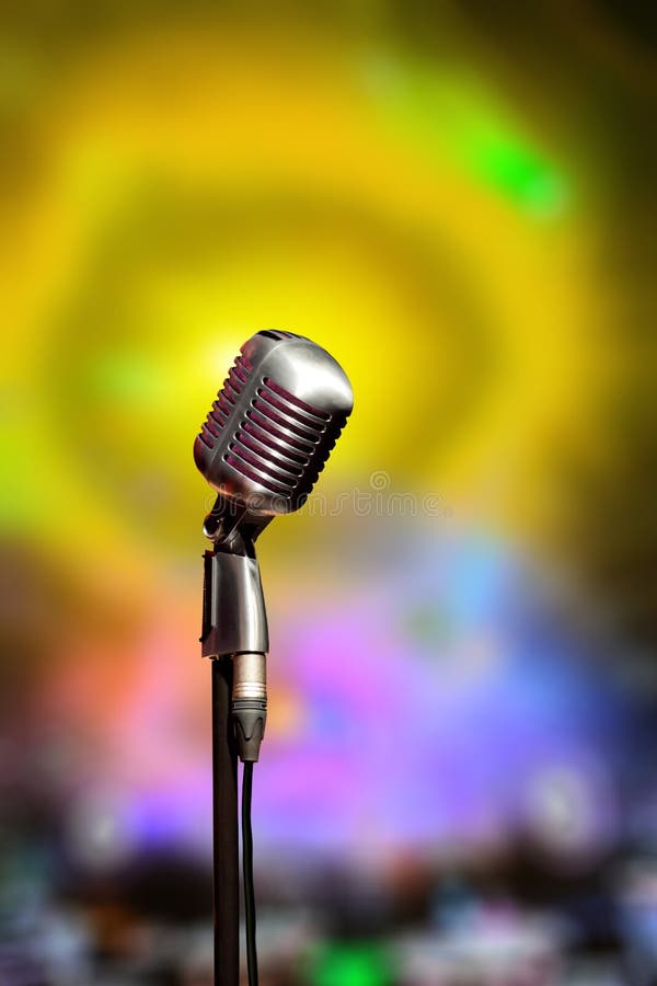 Stylish Retro Microphone on Dance Club Interior. Bulgaria Stock Image ...