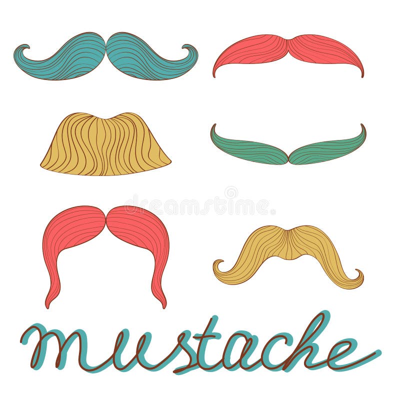 Stylish Retro Mustaches Set Stock Vector - Illustration of masculine ...
