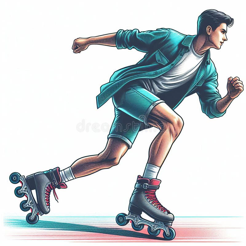 Stylish Rollerblader in Action: Dynamic Illustration Image is Generated ...