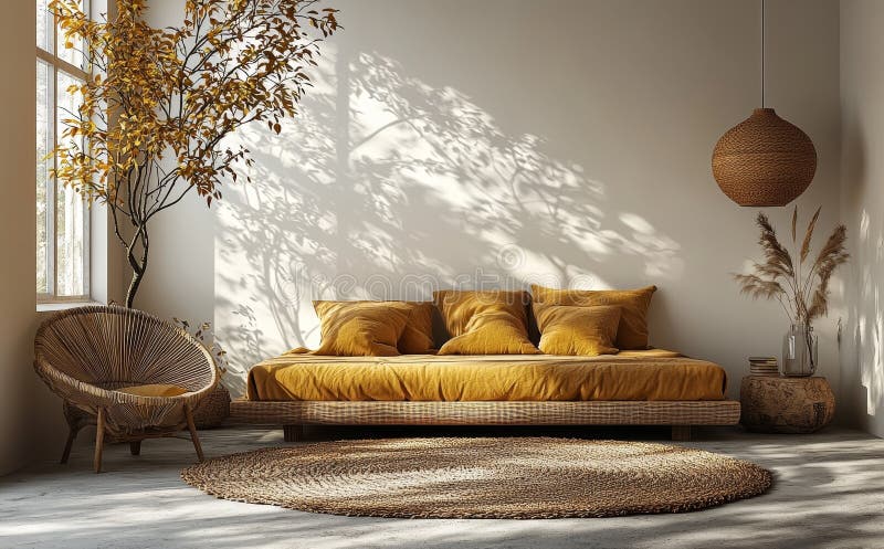 In a Stylish Room, Discover a Large, Comfortable Bed with Modern ...