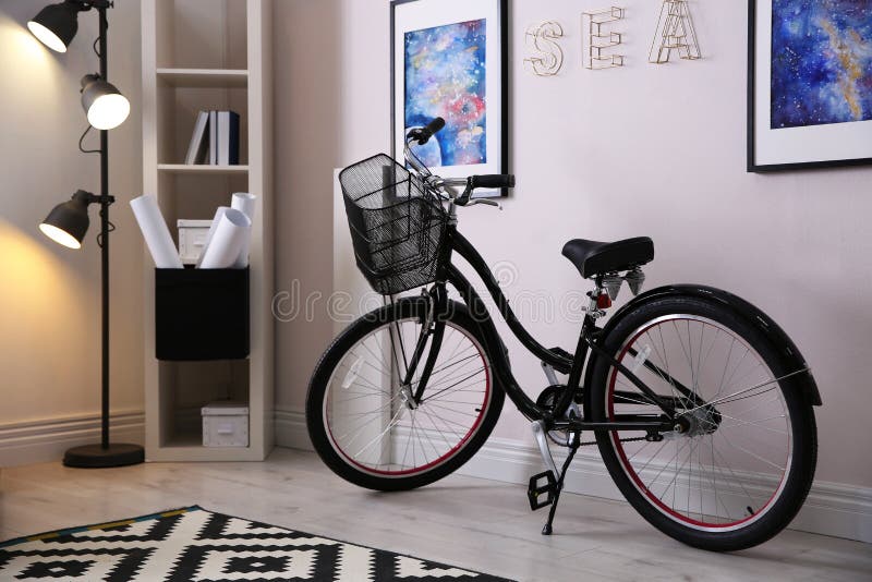 Stylish Room Interior with Modern Bicycle Stock Image - Image of ...