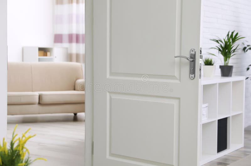 Stylish Room, View through Open Door Stock Image - Image of interior ...
